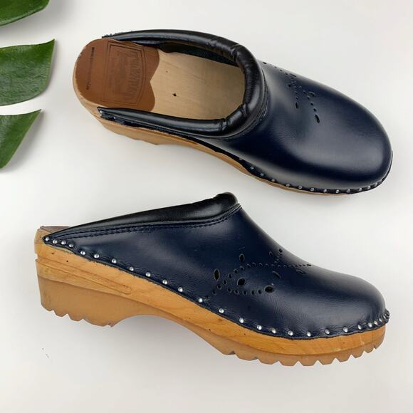 Troentorp | Shoes | Troentorps Clogs Navy Blue Slip On Wood Sweden ...